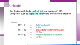 Ascii and Unicode (Character Codes) | PPTX