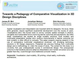 Towards a Pedagogy of Comparative Visualization in 3D Design ...
