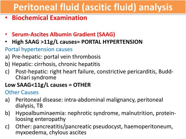 Ascitic fluid examination | PPTX | Digestive Disorders | Diseases and ...