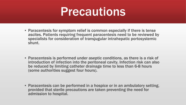 Ascitic tap or paracentesis | PPTX | First Aid | Injuries