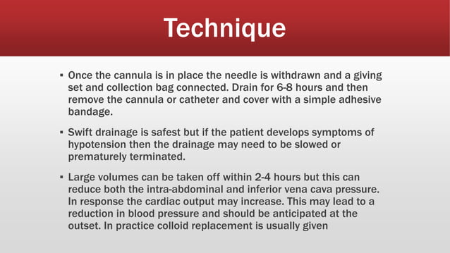 Ascitic tap or paracentesis | PPTX | First Aid | Injuries