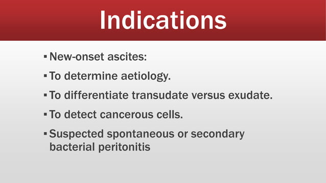 Ascitic tap or paracentesis | PPTX | First Aid | Injuries