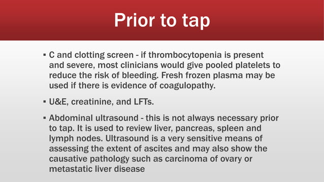 Ascitic tap or paracentesis | PPTX | First Aid | Injuries