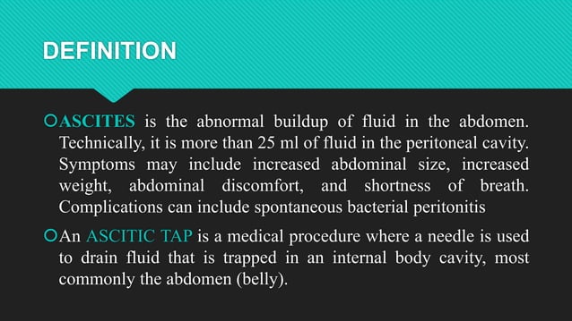 Ascitic tap procedure | PPTX | Digestive Disorders | Diseases and ...