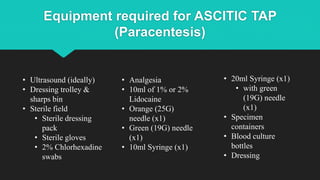 Ascitic tap procedure