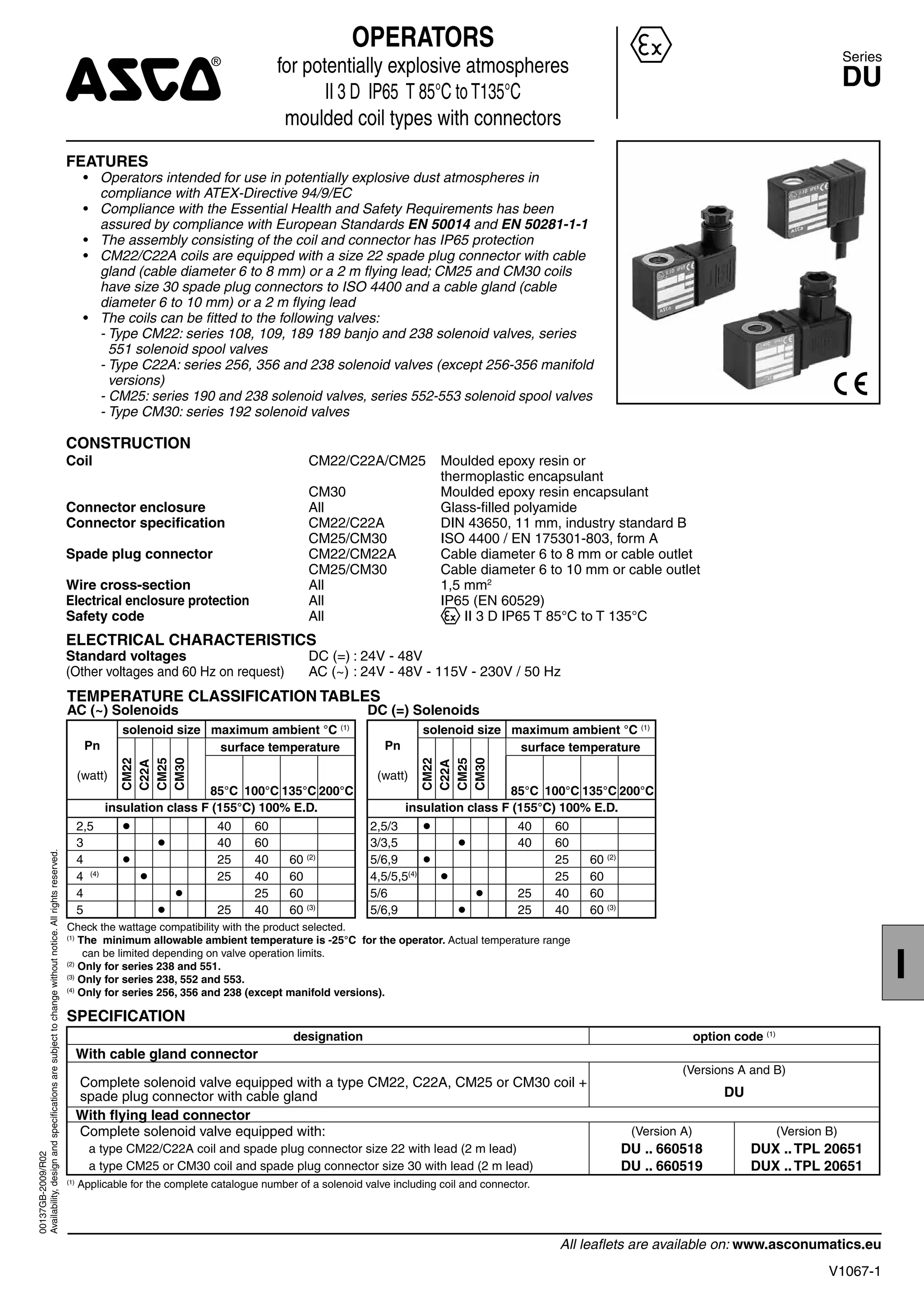 Asco Du Atex Explosion Proof Operator Hazardous Area Solenoid Valve ...