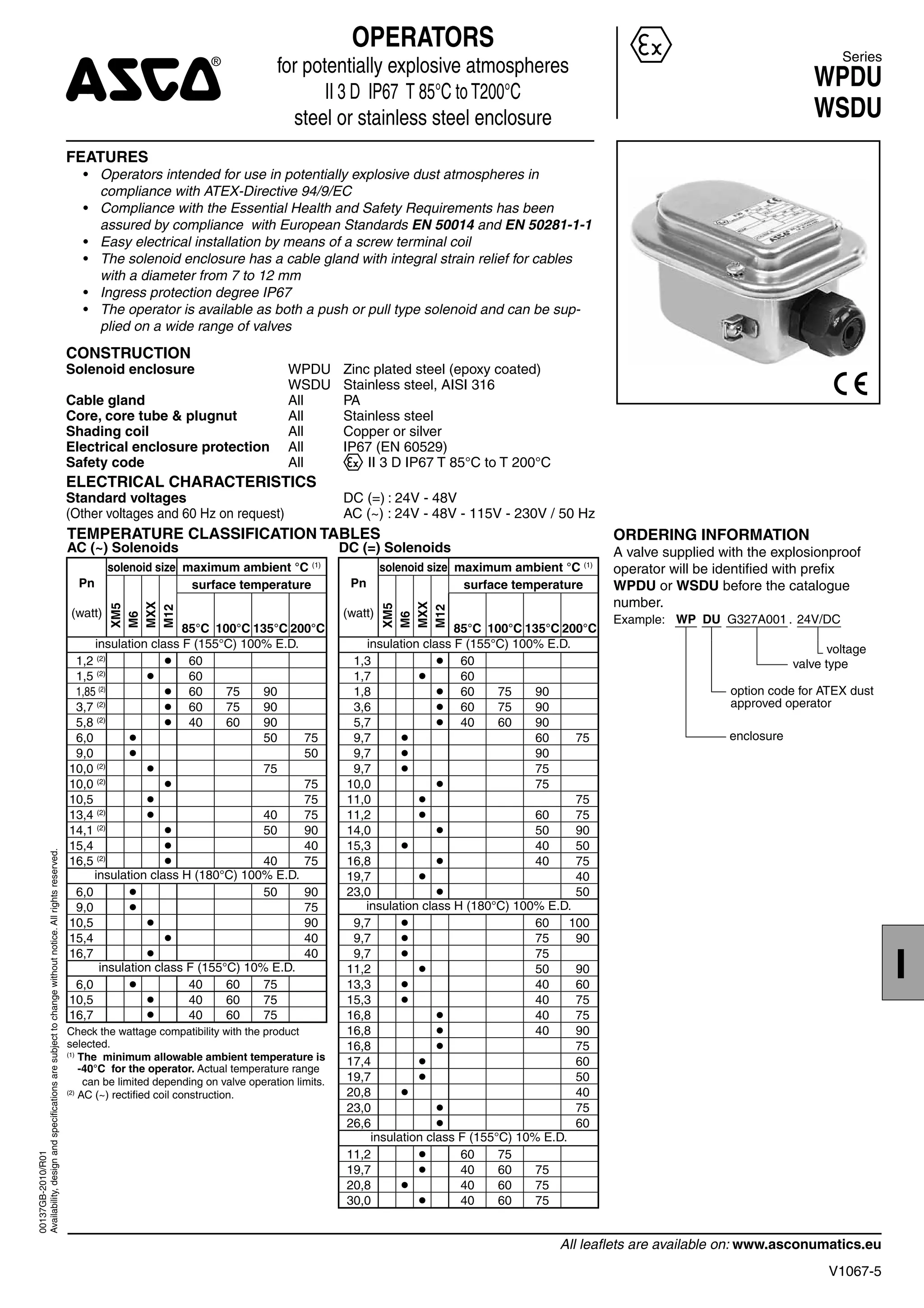 Asco Du Atex Explosion Proof Operator Hazardous Area Solenoid Valve ...