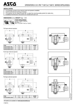 Asco Du Atex Explosion Proof Operator Hazardous Area Solenoid Valve Operator Zone 21 Zone 22 | PDF