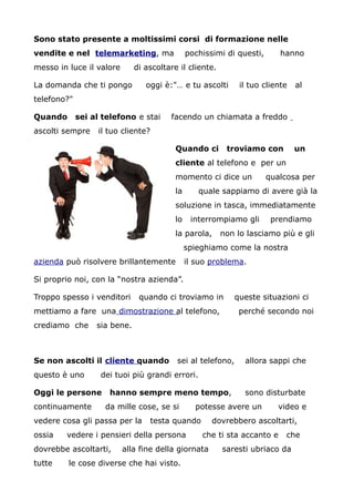 Ascolti il tuo cliente quando | PDF