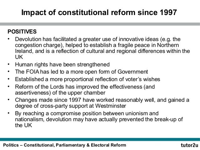 As constitutional, parliamentary and electoral reform