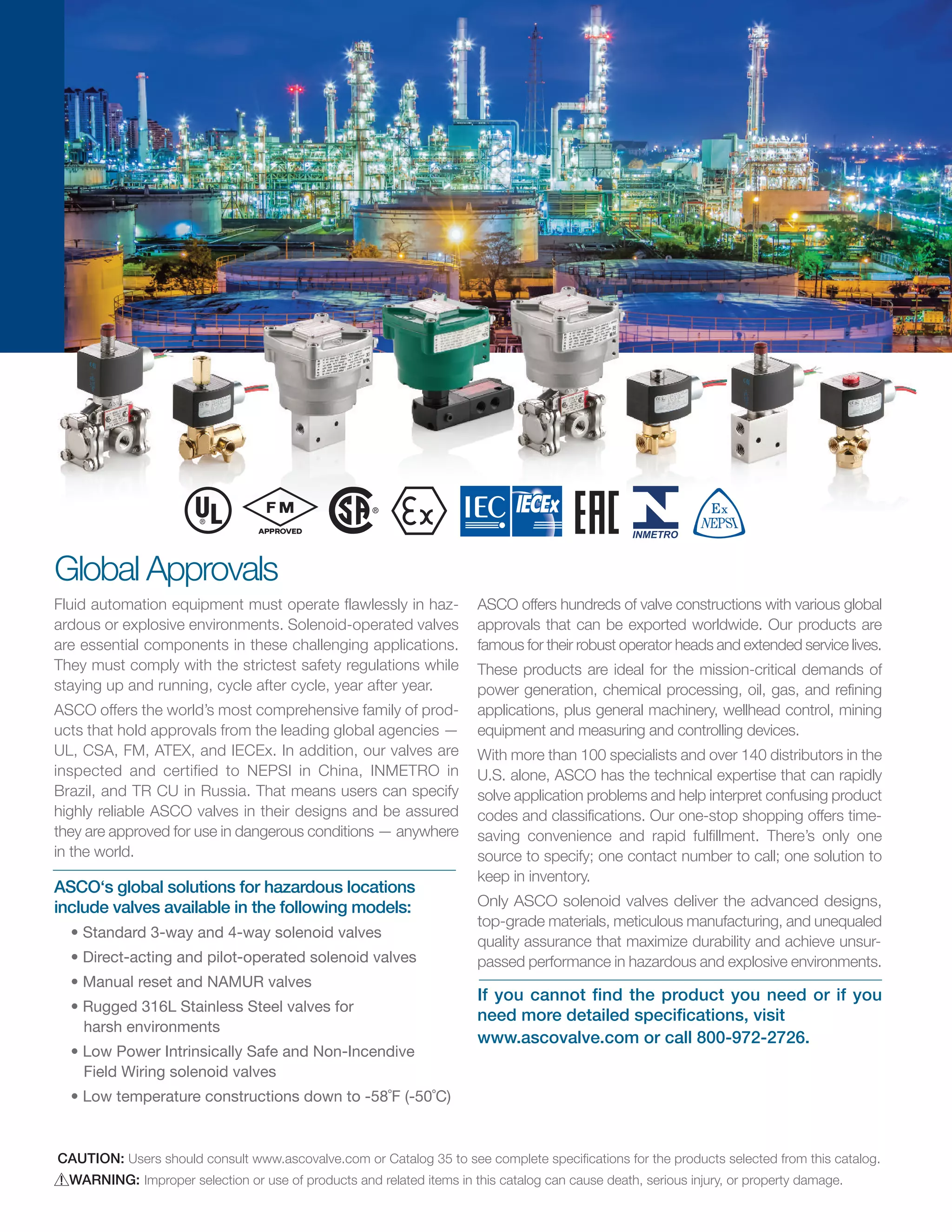 ASCO Solenoid Valves - Hazardous Area ATEX Certified Valves - New Catalogue | PDF