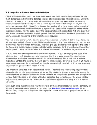 A scourge for a house – termite infestation | PDF