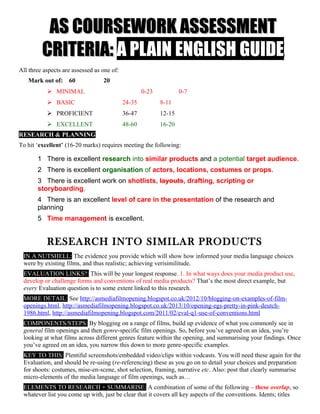 As coursework assessment criteria a plain english guide | DOC