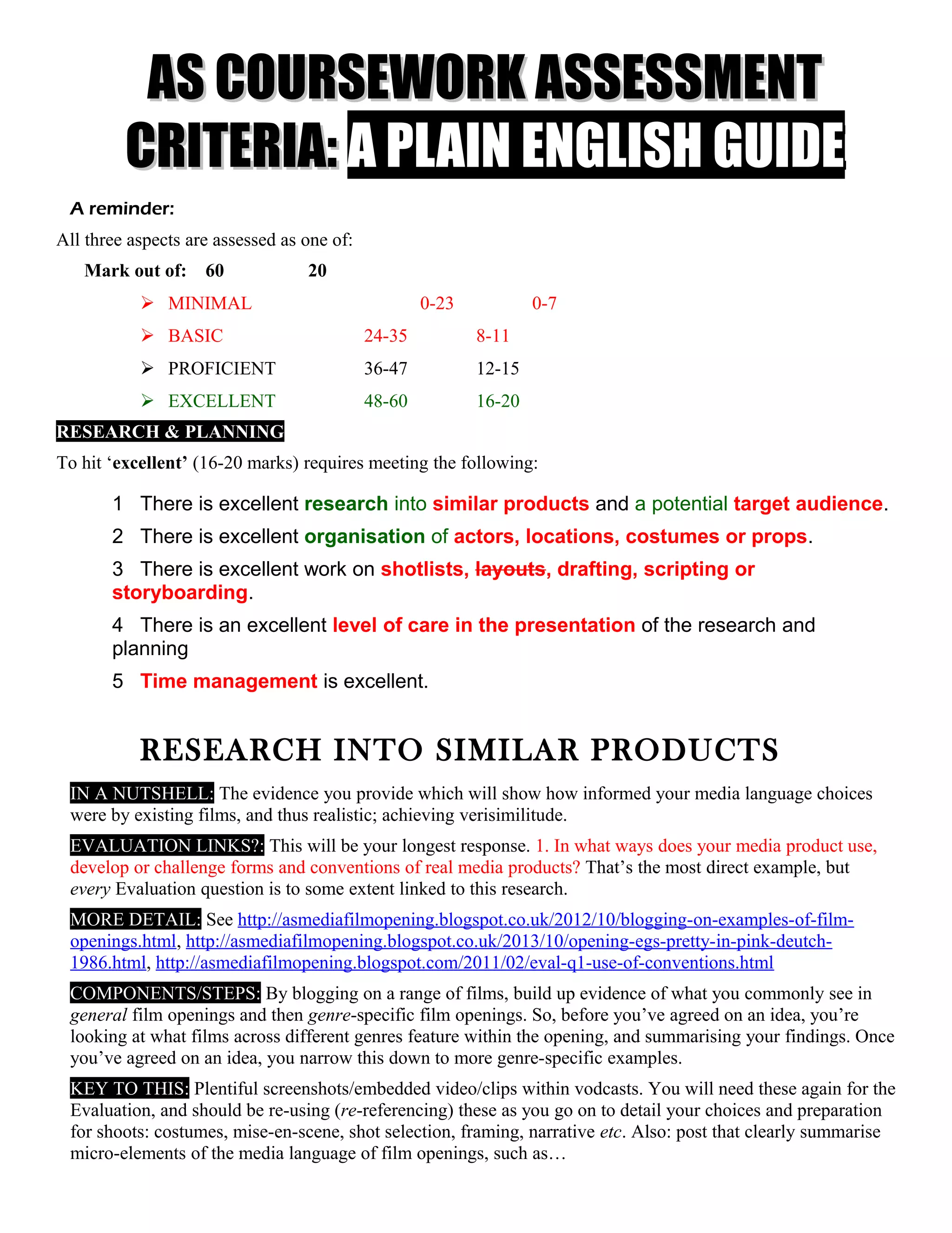 As coursework assessment criteria a plain english guide | DOC