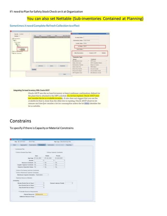 Oracle Advanced Supply chain Planning Setup | DOCX | Logistics | Business