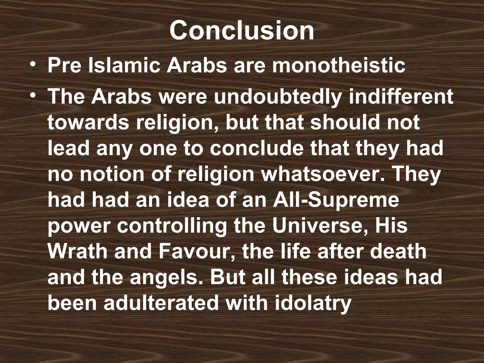 Pre Islamic Arabs and Muslims | PPS
