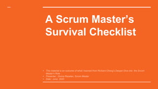 A Scrum Master's Survival Checklist | PPTX