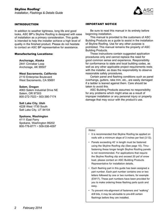 ASC Skyline Roofing Installation Manual | PDF | Manufacturing Industry ...