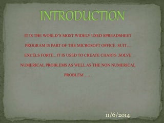 ms excel presentation... | PPTX