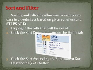 ms excel presentation... | PPTX
