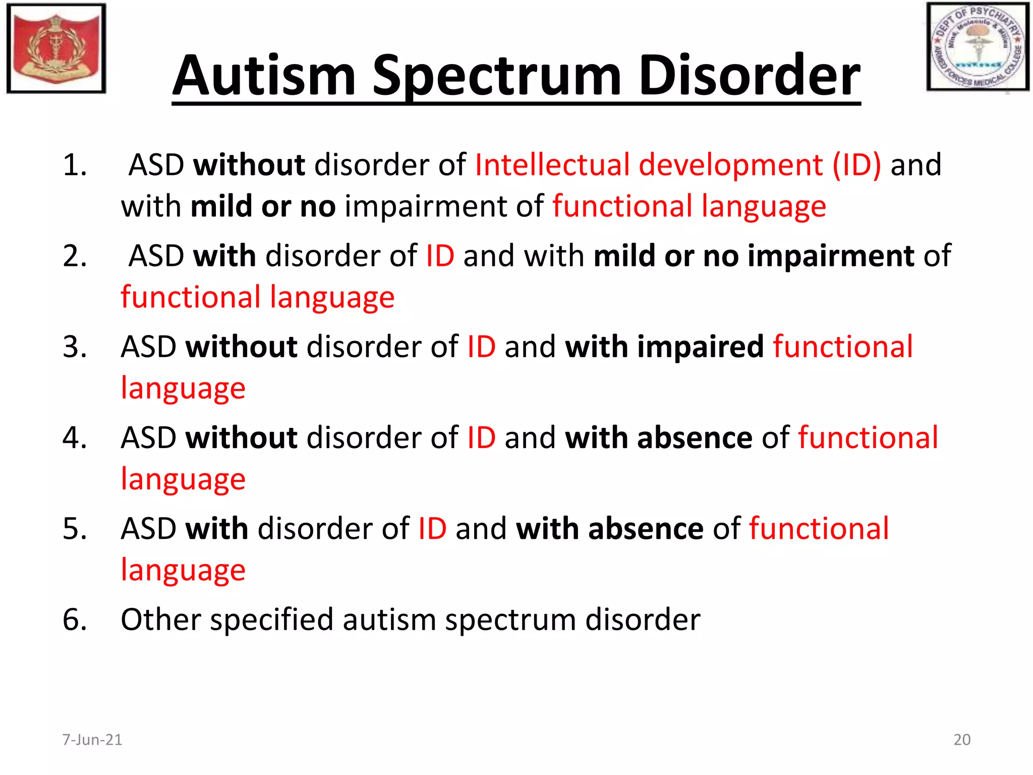 AUTISM SPECTRUM DISORDER, CHILDHOOD AUTISM, ATYPICAL AUTISM | PPTX