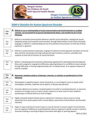 Asd id-teams-dsm-v-checklist | PDF