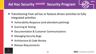 Introducing a Security Program to Large Scale Legacy Products | PPT