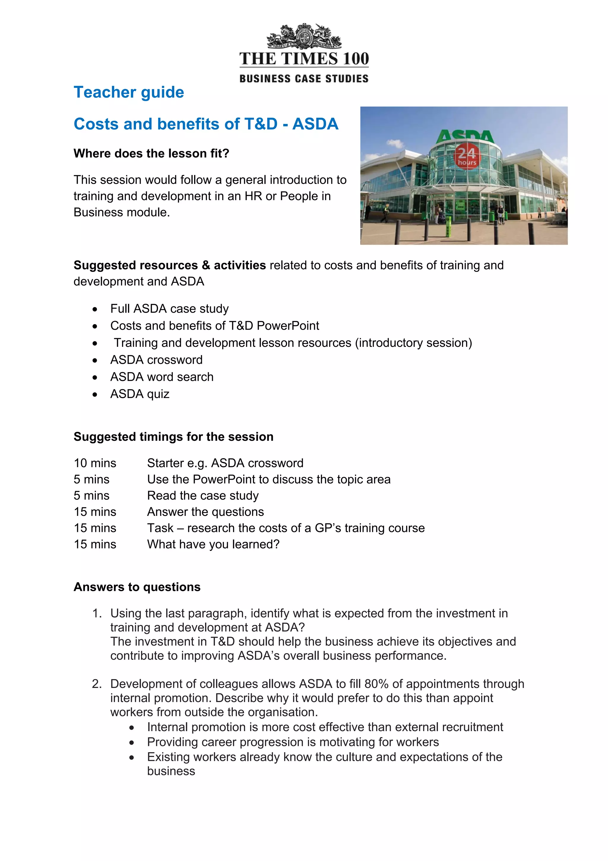 Asda edition-16-teacher-guide-costs-and-benefits-of-t+d | PDF