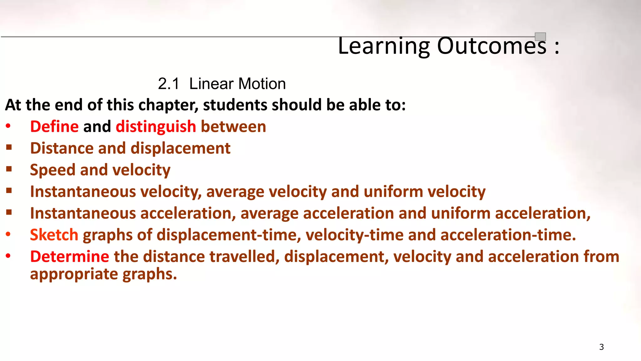 Kinematics of Linear Motion | PPTX