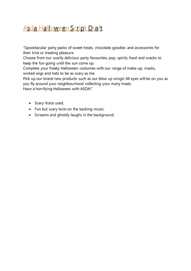 Asda halloween script draft | DOCX