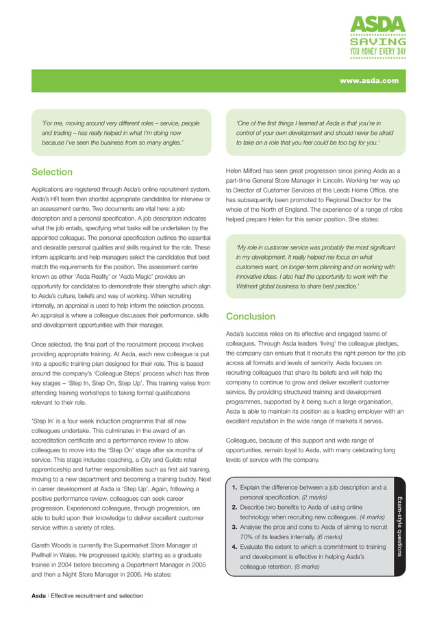 Asda recruitment and selection | PDF | Human Resources | Business