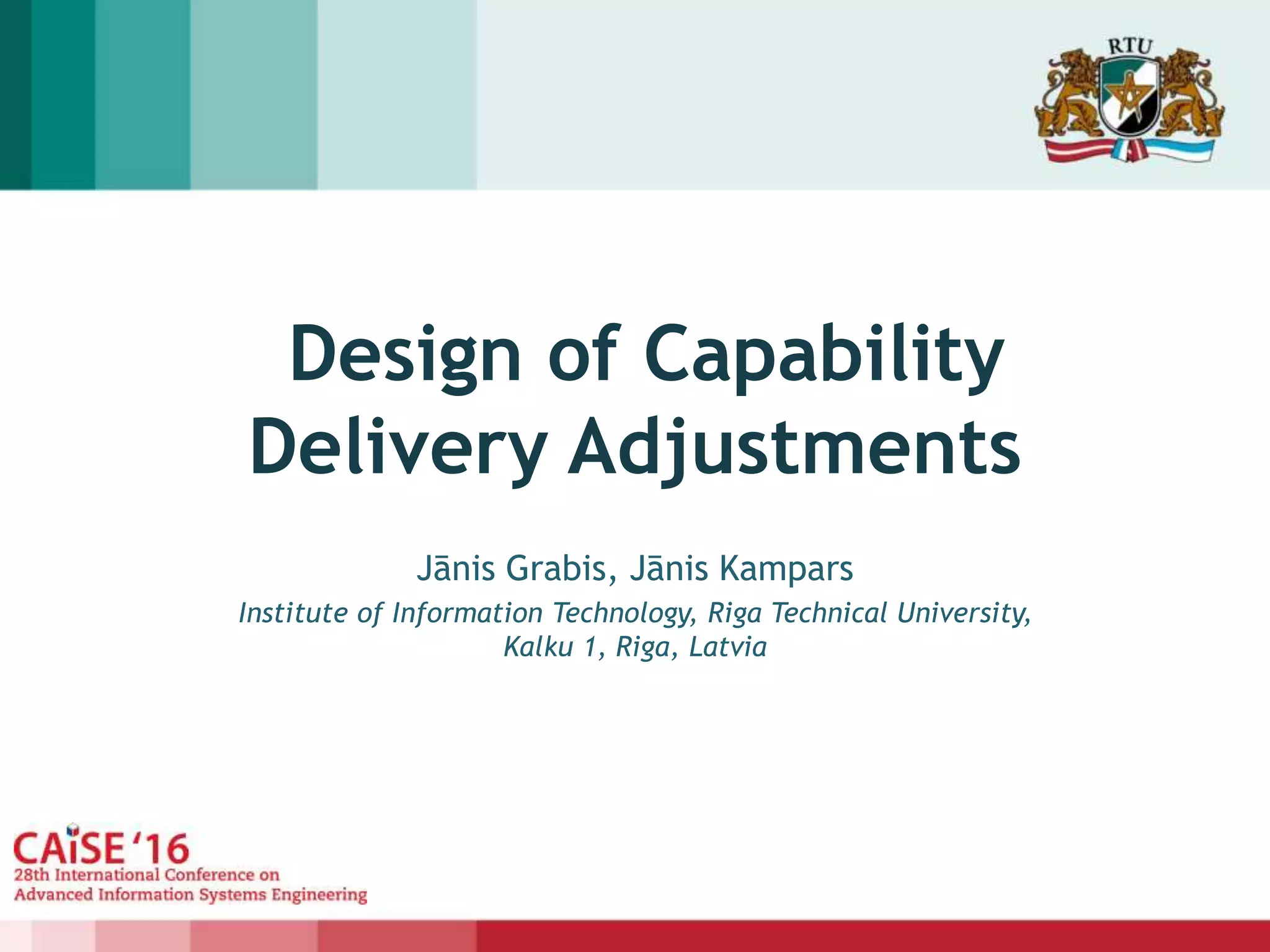Design of Capability Delivery Adjustments @ASDENCA | PPTX