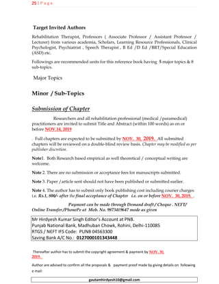 AUTISM SPECTRUM DISORDERS : ITS ETIOLOGY & EARLY INTERVENTIONS” Chapters Invited ASD | PDF