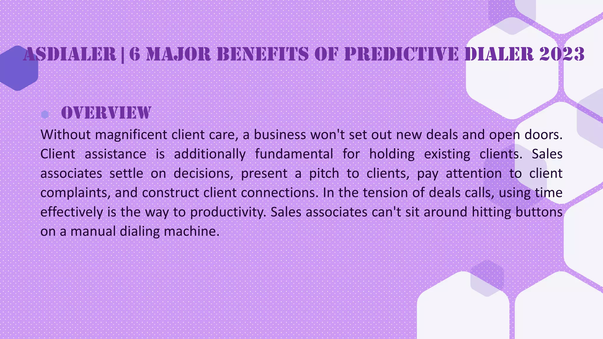 ASDialer | 5 Major Benefits of Predictive Dialer 2023 | PPTX | Sales | Business
