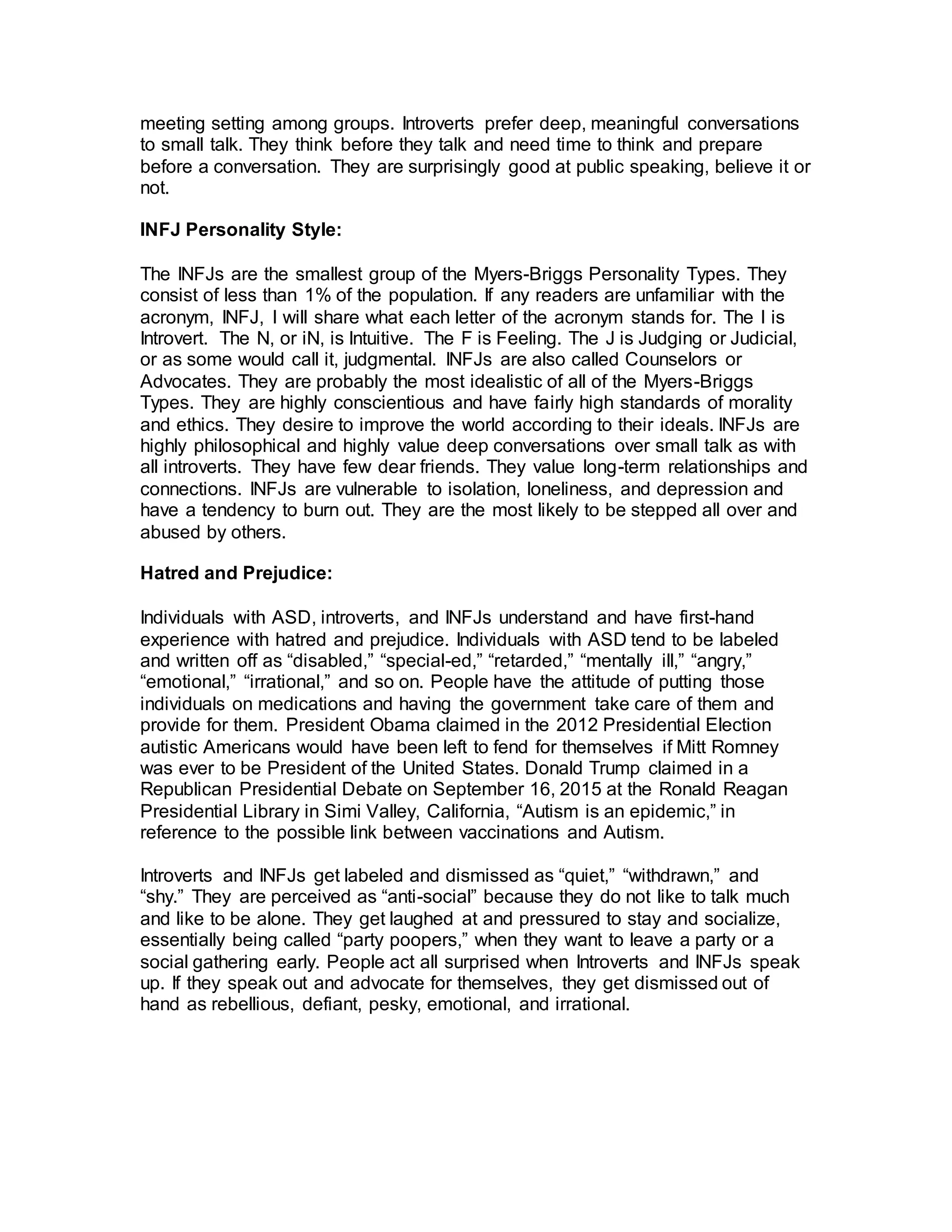 Asd, introvert, and infj in politics | DOCX