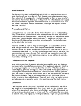Asd, introvert, and infj in politics | PDF