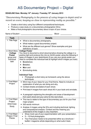 As documentary project assignment brief | DOC