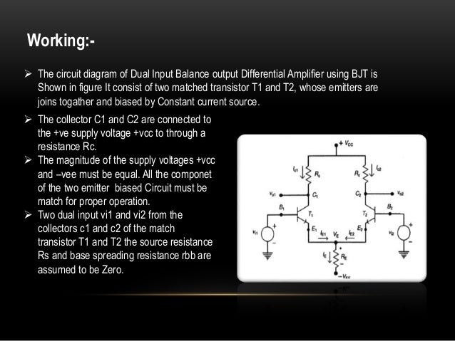 Circuit Diagram Of Dual Input Unbalanced Output Differential Amplifier