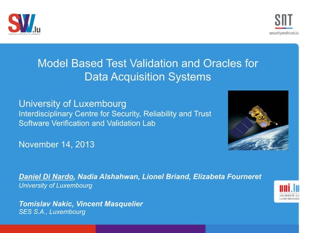 Model Based Test Validation and Oracles for Data Acquisition Systems | PPT