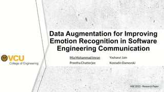 Data Augmentation for Improving Emotion Recognition in Software Engineering Communication | PPT