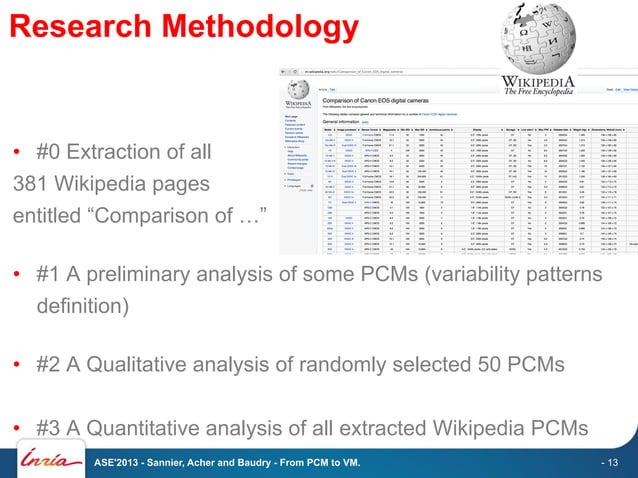 Product Comparison Matrix (PCM), Variability Modeling: The Wikipedia ...