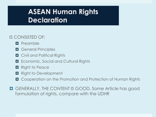 ASEAN Human Rights Mechanisms (Yuyun Wahyuningrum, 2012) | PPTX