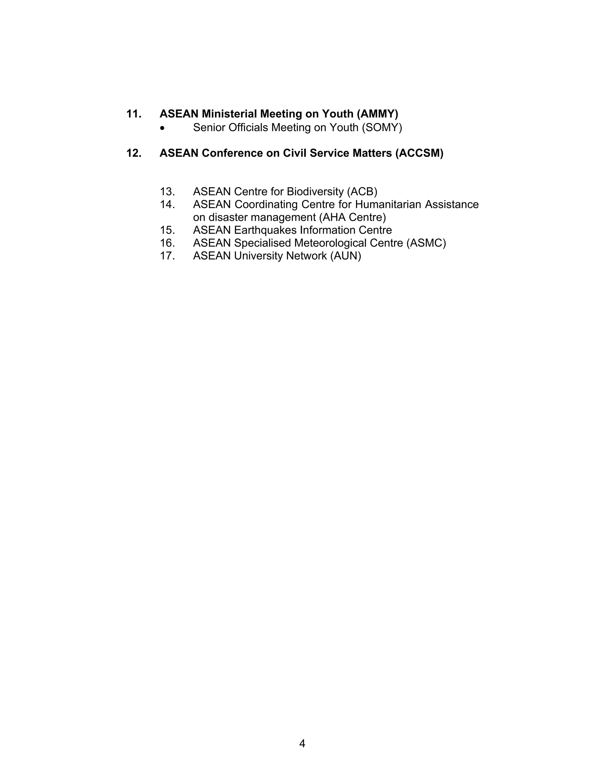 Asean sectoral ministerial bodies | PDF