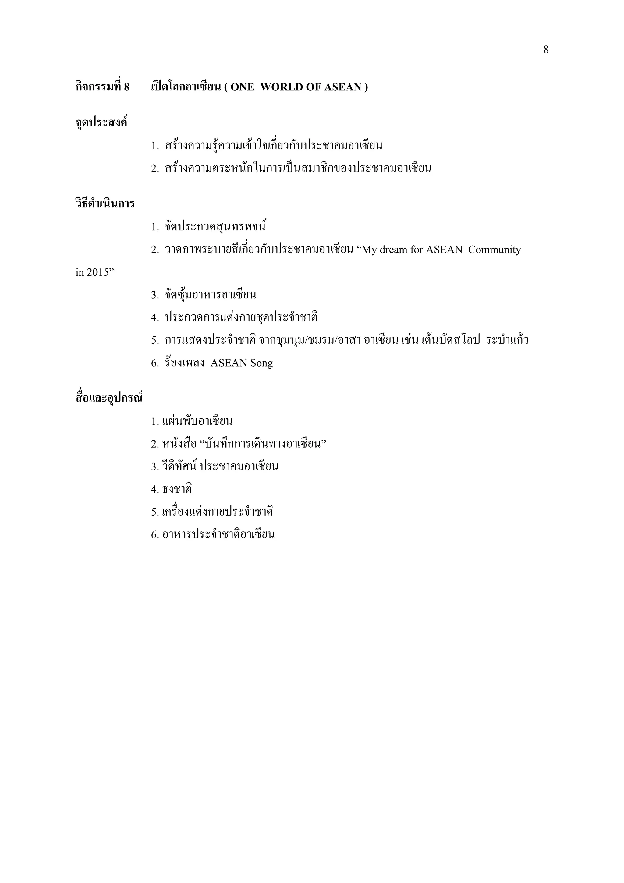 Asean activities | PDF