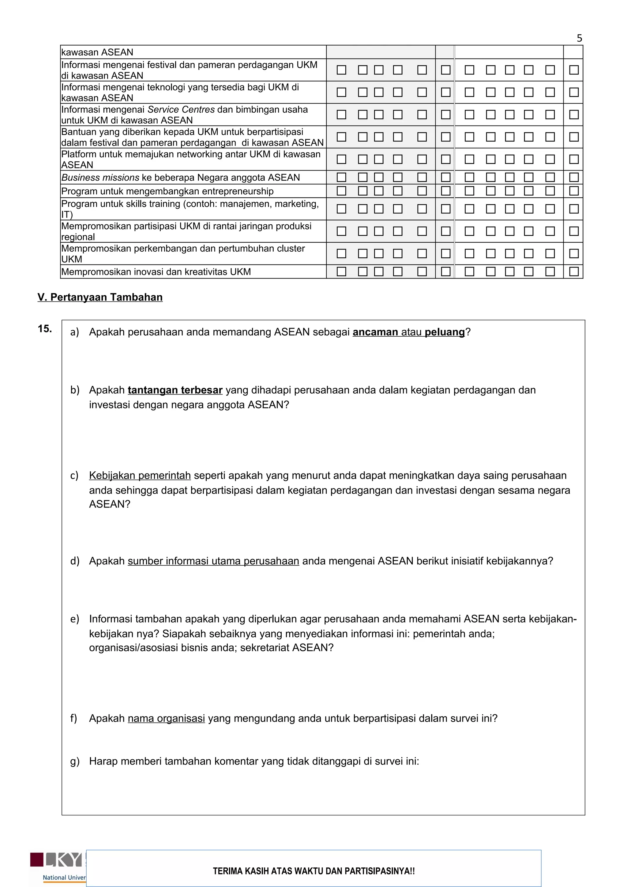 Asean bac survey form 2011 (bahasa indonesia) | DOC