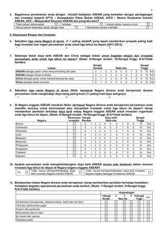 Asean bac survey form 2011 (bahasa indonesia) | DOC
