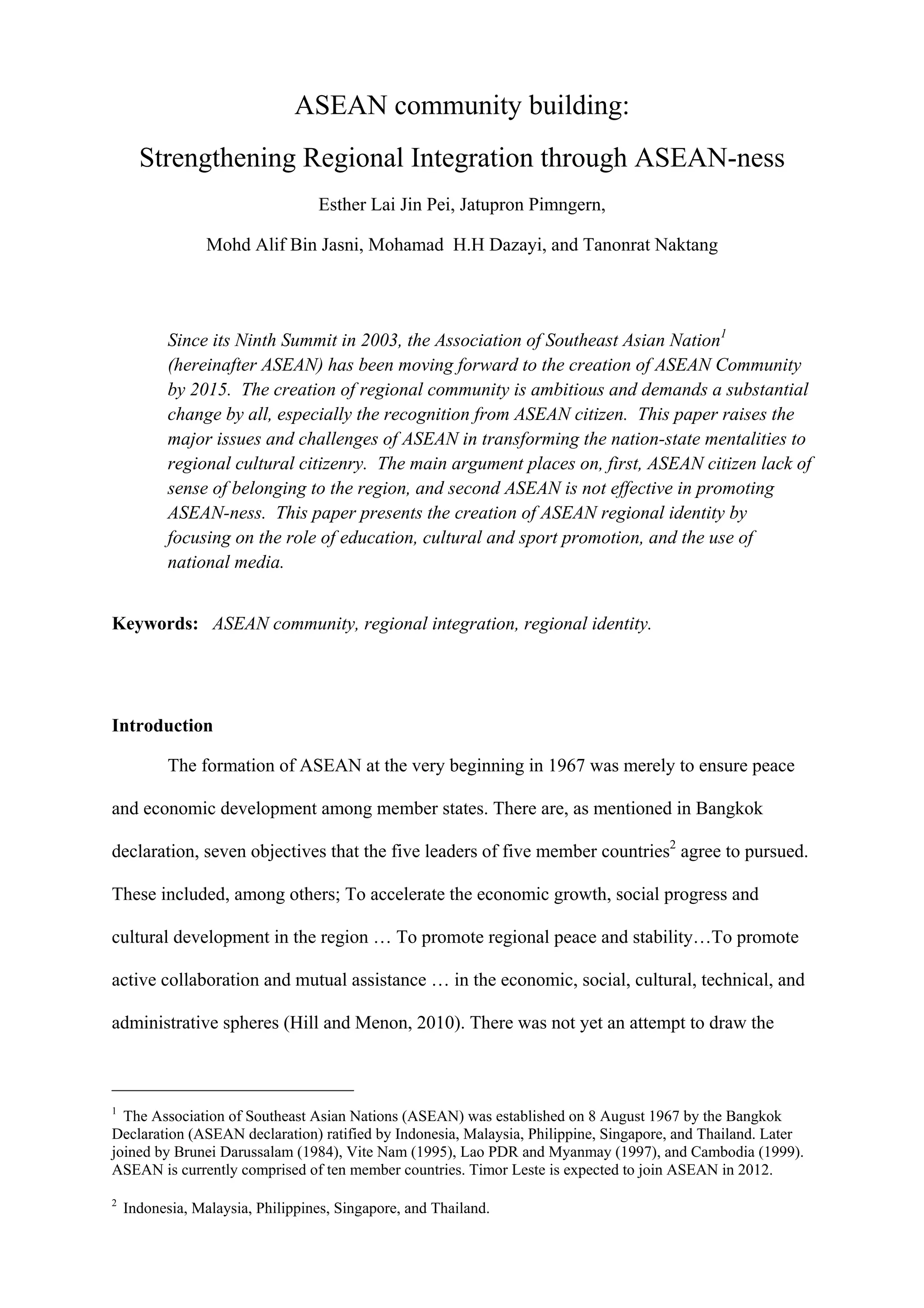 Asean community building | PDF