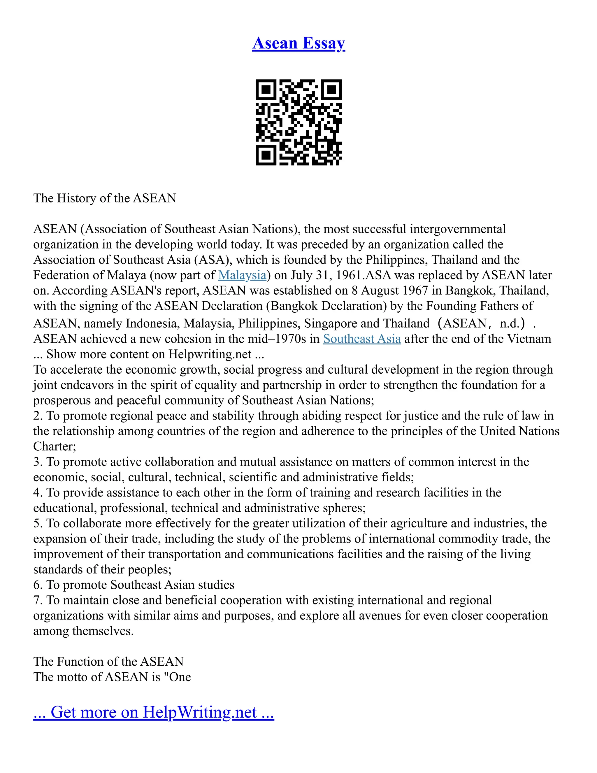 Asean Essay | PDF