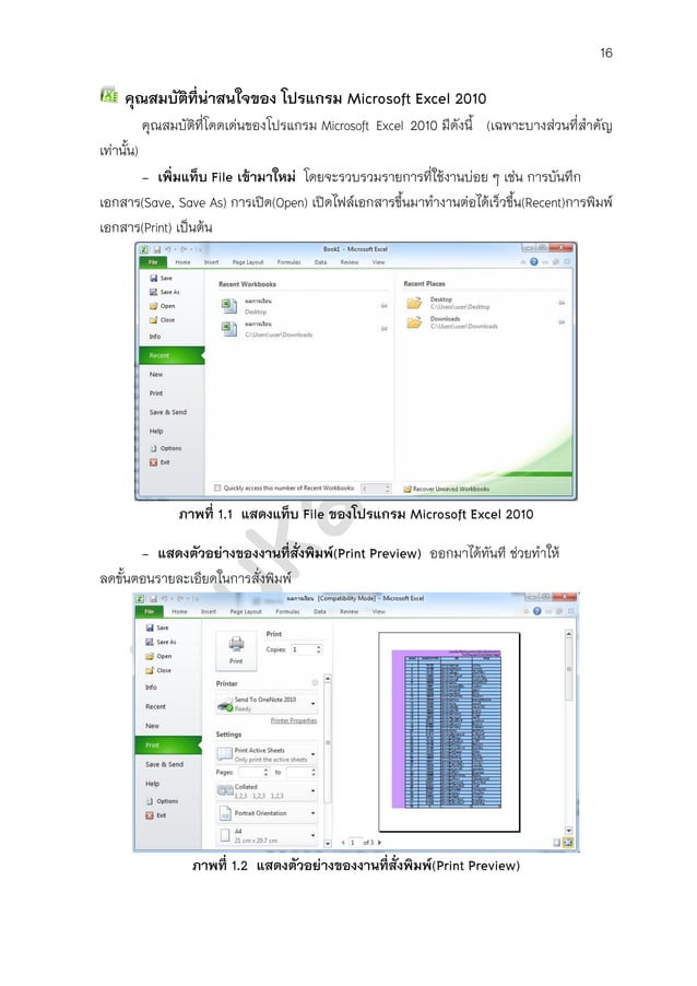 เอกสารประกอบการเรียน โปรแกรม Microsoft Excel 2010 | PDF