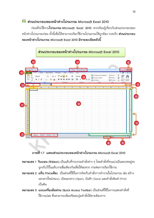 เอกสารประกอบการเรียน โปรแกรม Microsoft Excel 2010 | PDF